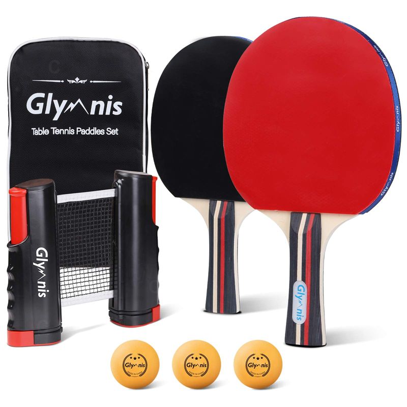 Glymnis Ping Pong Paddle Set Table Tennis Set with Retractable Net ...