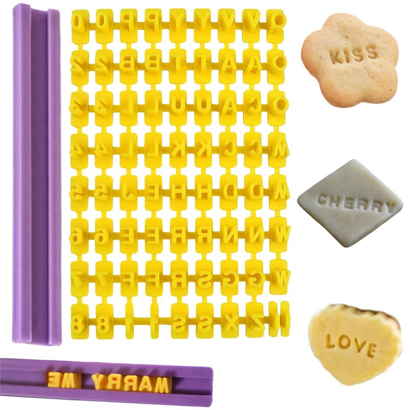 73 Pcs Alphabet Number Cookie Press Stamps, Letter Stamps for Clay ...