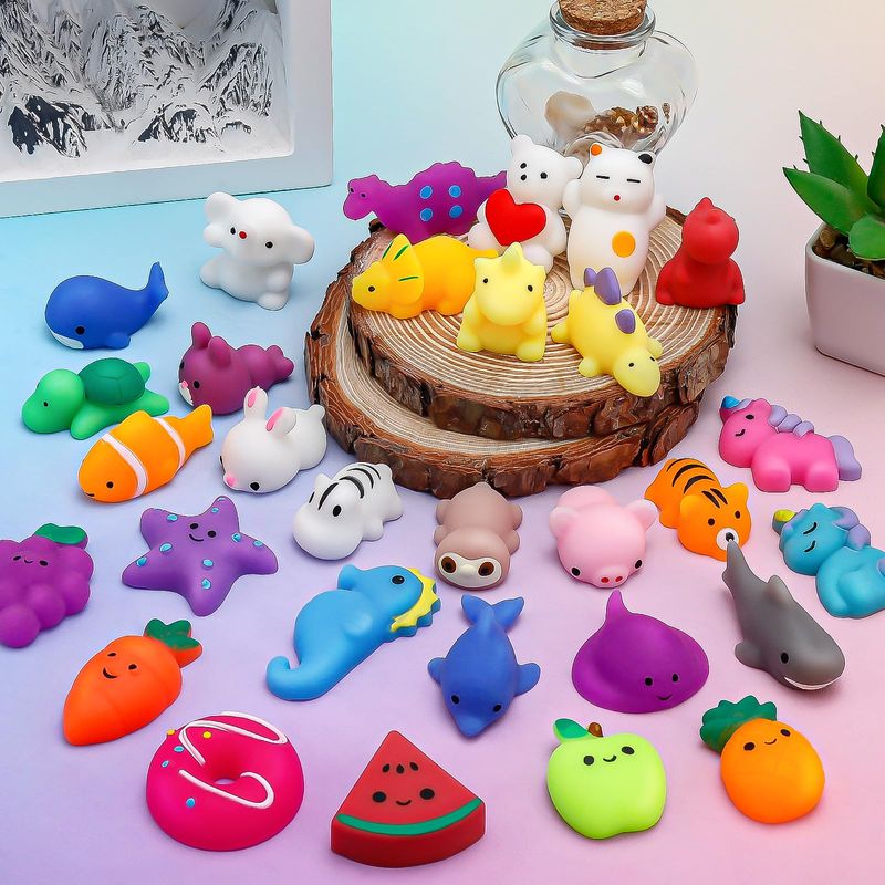 30 Pack Mochi Squishies Toys Set, Fun and Cute Party Favors for Kids ...