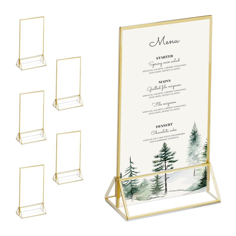 Relaxdays Table Stands Set of 6 Counter Stands DIN A6 Wedding for Menu ...