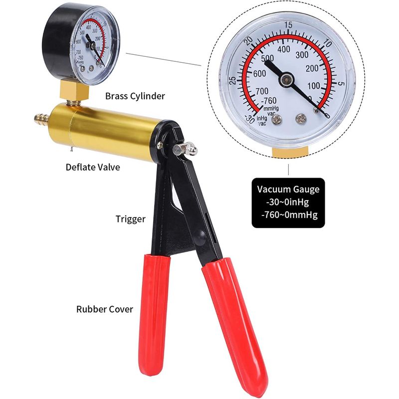 ZJERYL GULL 2 in 1 Brake Bleeder Kit with Hand Vacuum Pump with Gauge ...