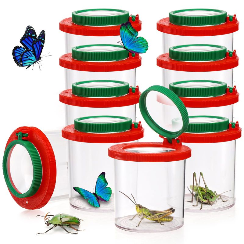 Coloch Set of 10 Insert Bug Viewer for Kids, Magnifying Insect Box with ...
