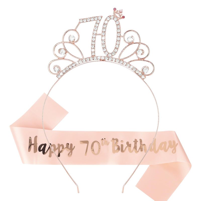 Rose Gold 70th Birthday Sash and Tiara for Women, 70th Birthday ...