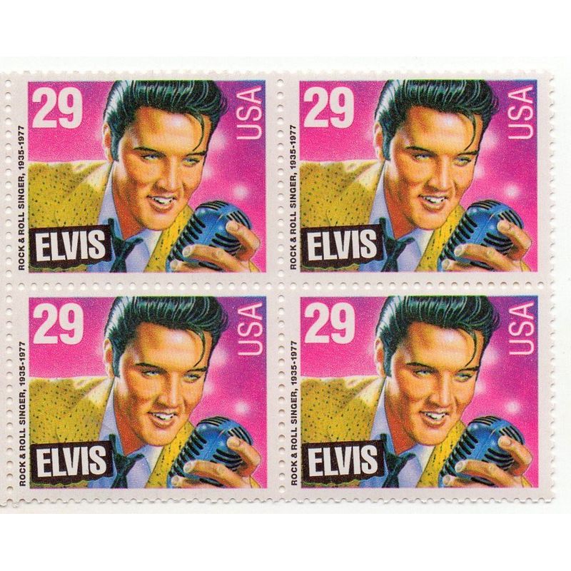 1993 ELVIS PRESLEY #2721 Block of 4 x 29 cent US Postage Stamps by USPS ...