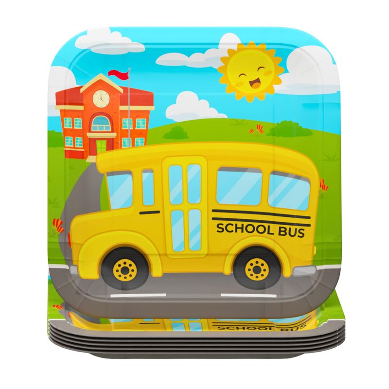 Blue Orchards School Bus Dinner Plates (Pack of 20) - School Bus Party ...