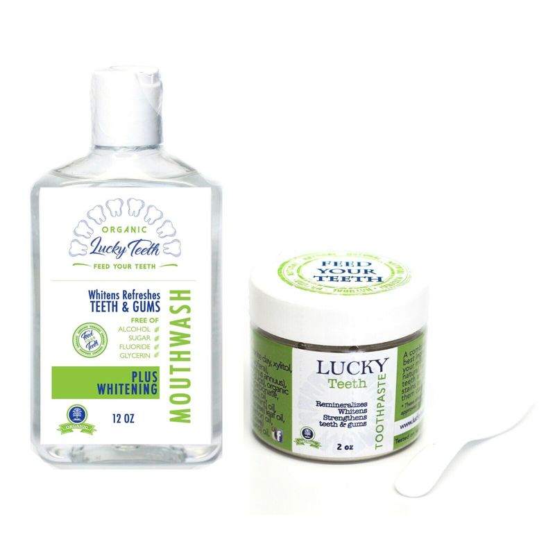 Lucky Teeth Organic Complete PACK - MouthWash + Toothpaste (white ...