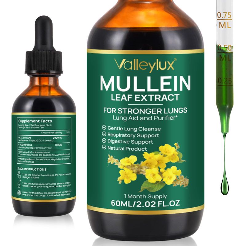 Mullein Leaf Extract for Lung, Mullein Drops, Mullein Leaf Liquid Drops ...