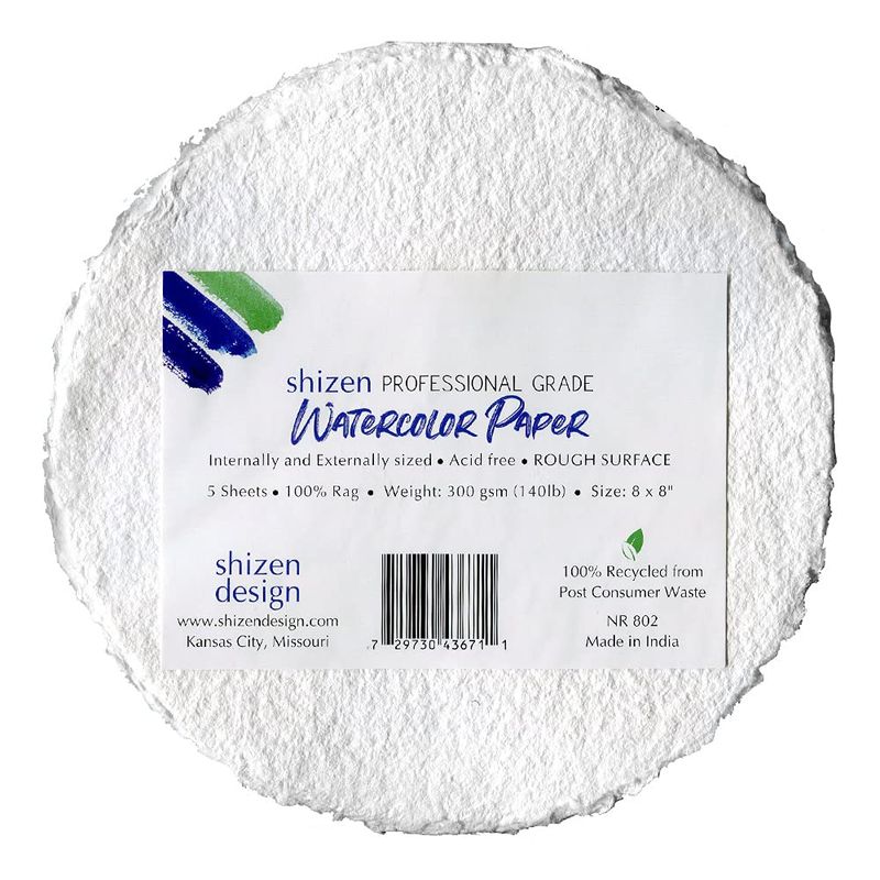 Shizen Design Punjab Watercolor Paper, 8 x 8 Inches, 140 lb, White, 5 ...