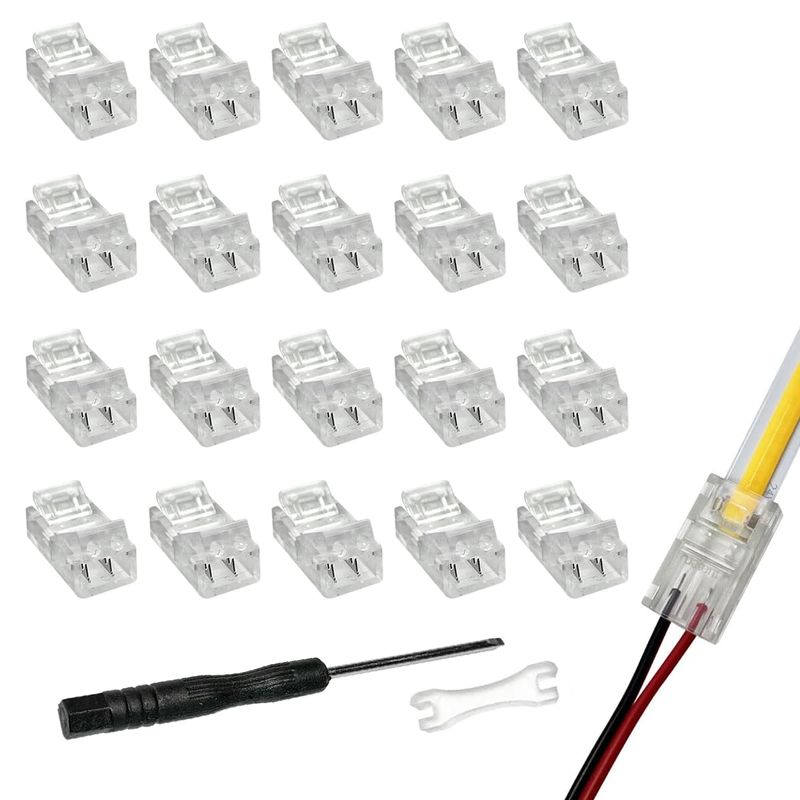 HAMRVL 8mm Cob Led Strip Light Connectors 2 Pin,Led Strip to Wire ...
