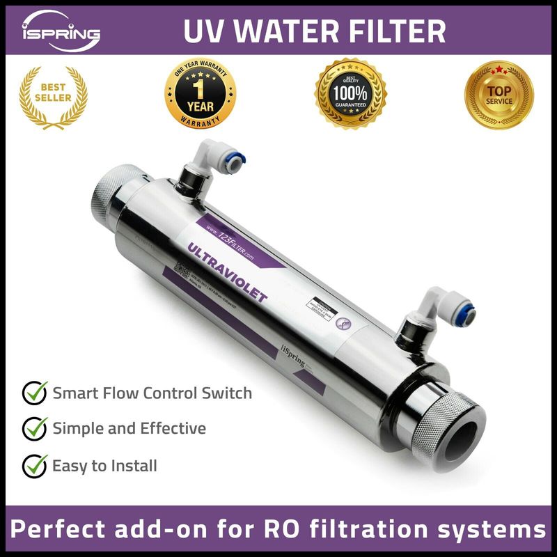 iSpring Ultraviolet Light UV Water Purifier Whole House Filter Smart ...