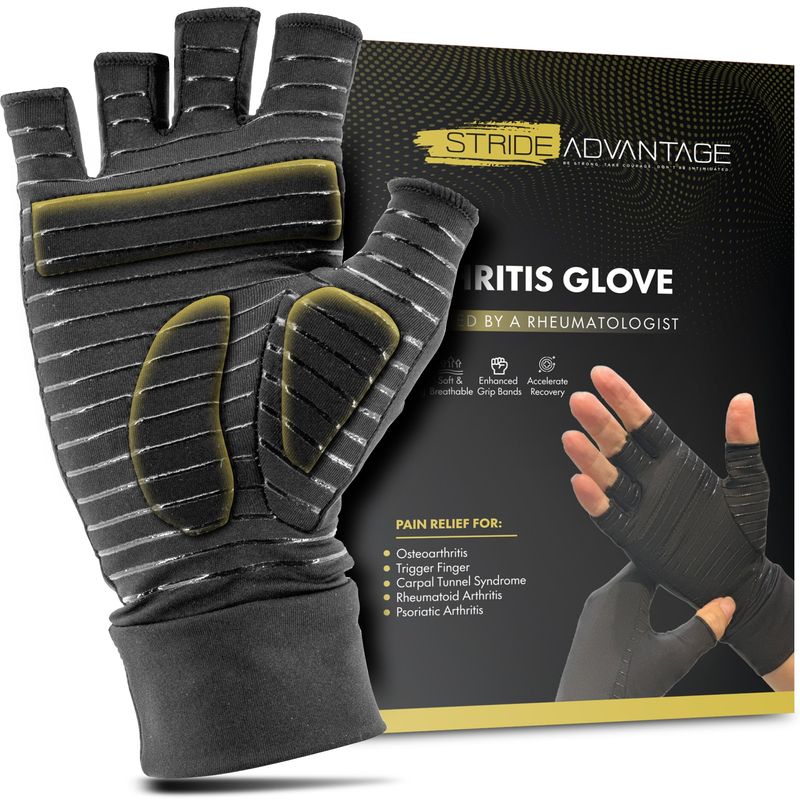 Stride Advantage Hand pain gloves, Padded Copper Compression ...