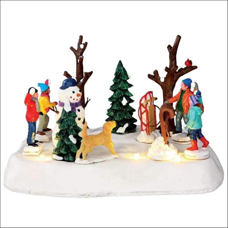 2013 Look Out! Lighted Animated Snowball Fight Christmas Village Table ...