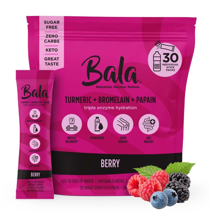 Bala Hydration Turmeric Drink Mix Packet, Sugar-Free Electrolyte Powder ...