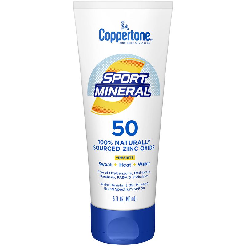 Coppertone Sport Sunscreen Lotion SPF 50, Zinc Oxide Mineral Sunscreen ...