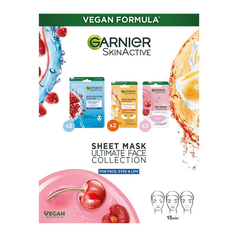 Garnier Sheet Masks Ultimate Face Collection, Set of Sheet Masks for ...