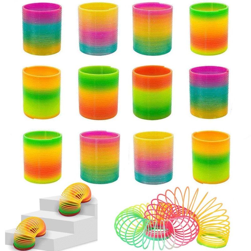 JOHOUSE Rainbow Magic Spring, 12 PCS Colorful Rainbow Neon Plastic ...