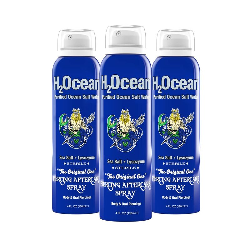 H2Ocean Piercing Aftercare Spray, 4oz Set of 3 Sea Salt Keloid & Bump ...