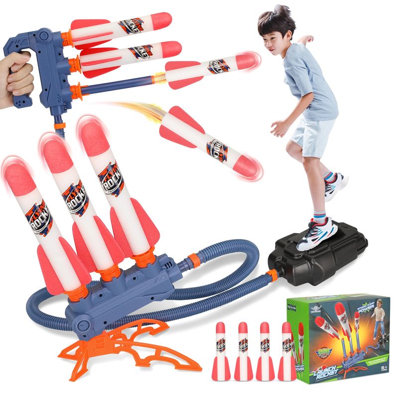 Milifox 2 in 1 Kids Rocket Launcher Toy - Air Rocket Foot Pump Launcher ...