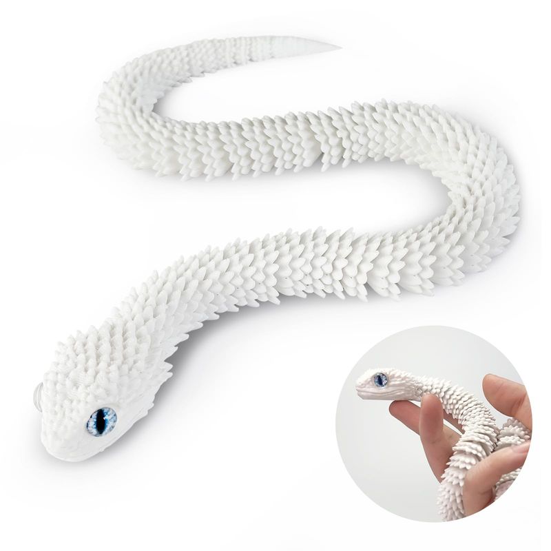 3D Printed Snake Animals Toys, Articulated Flexible 3D Printed Viper Fidget Toy, Realistic ...