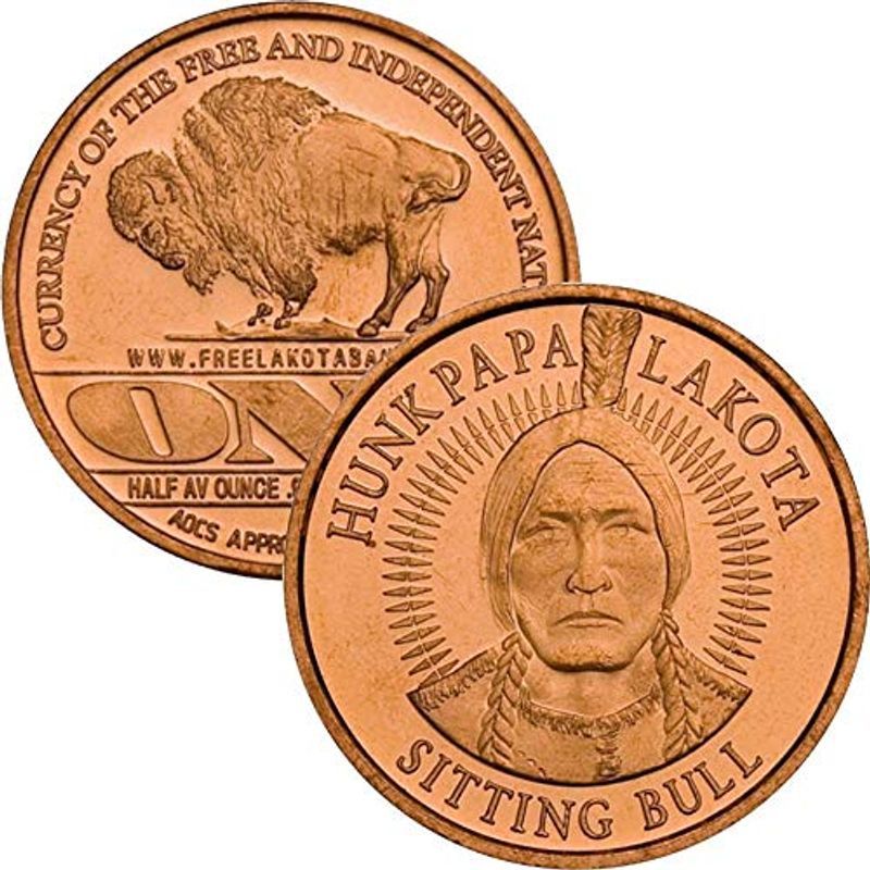 1/2 oz .999 Pure Copper Round/Challenge Coin (Sitting Bull - Hunkpapa ...