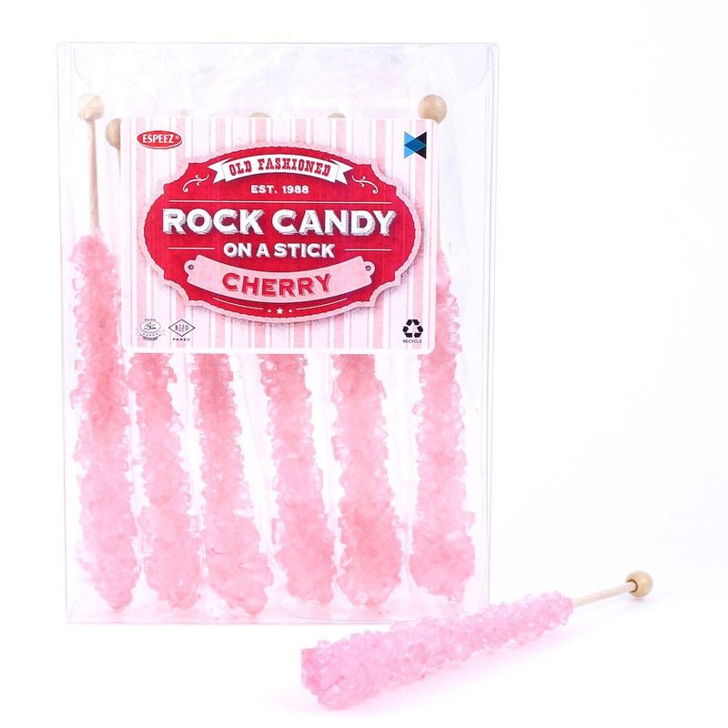Extra Large Rock Candy Sticks: 6 Pink Cherry Lollipop - Individually ...