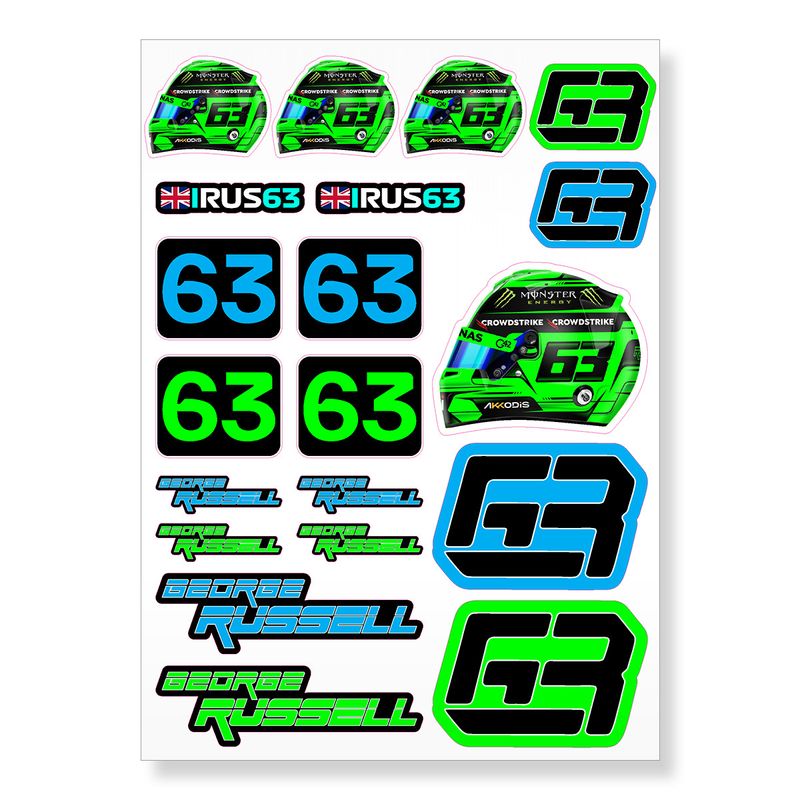 George Russell F1 Formula One A4 Printed Vinyl Decal Sticker High ...