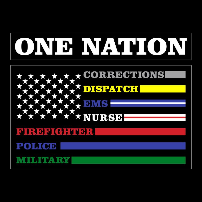One Nation Thin Line Flag Decals - Corrections, Dispatch, EMS, Nurse ...