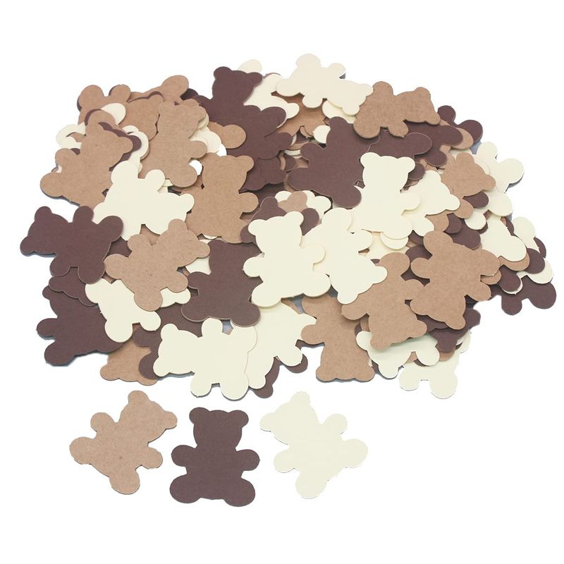 300PCS Cream Brown Teddy Bear Baby Shower Table Confetti Sprinkles ...