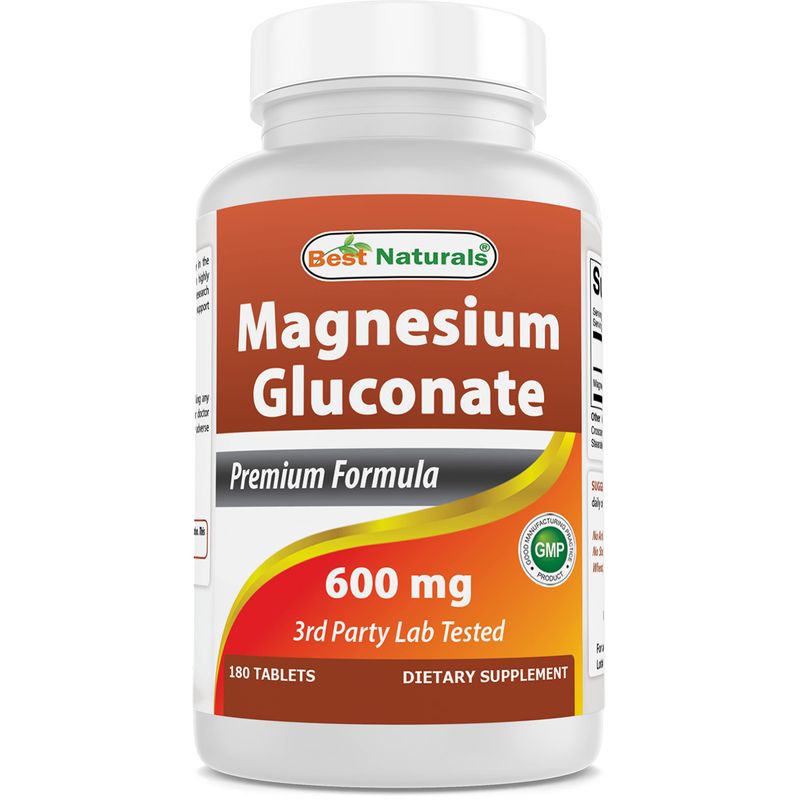 Best Naturals Magnesium Gluconate (35 mg Elemental Magnesium from 600mg ...