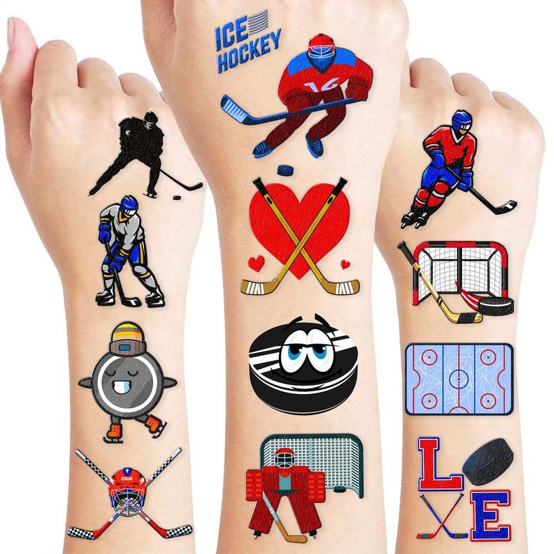 8 Sheets (96PCS) Ice Hockey Temporary Tattoos Sports Themed Birthday ...