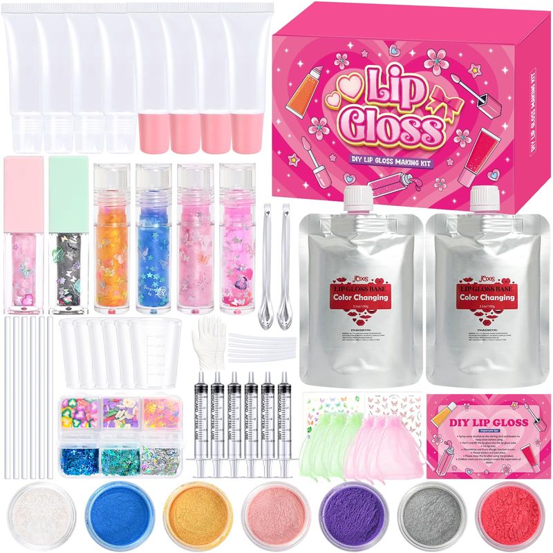 Lip Gloss Making kit, JCOOS Color Changing Lip Oil 64PCS Make Your Own ...