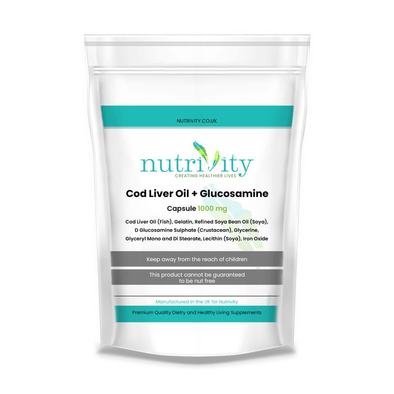 Cod Liver Oil & Glucosamine 1000mg Capsules for Joint Health with Omega ...