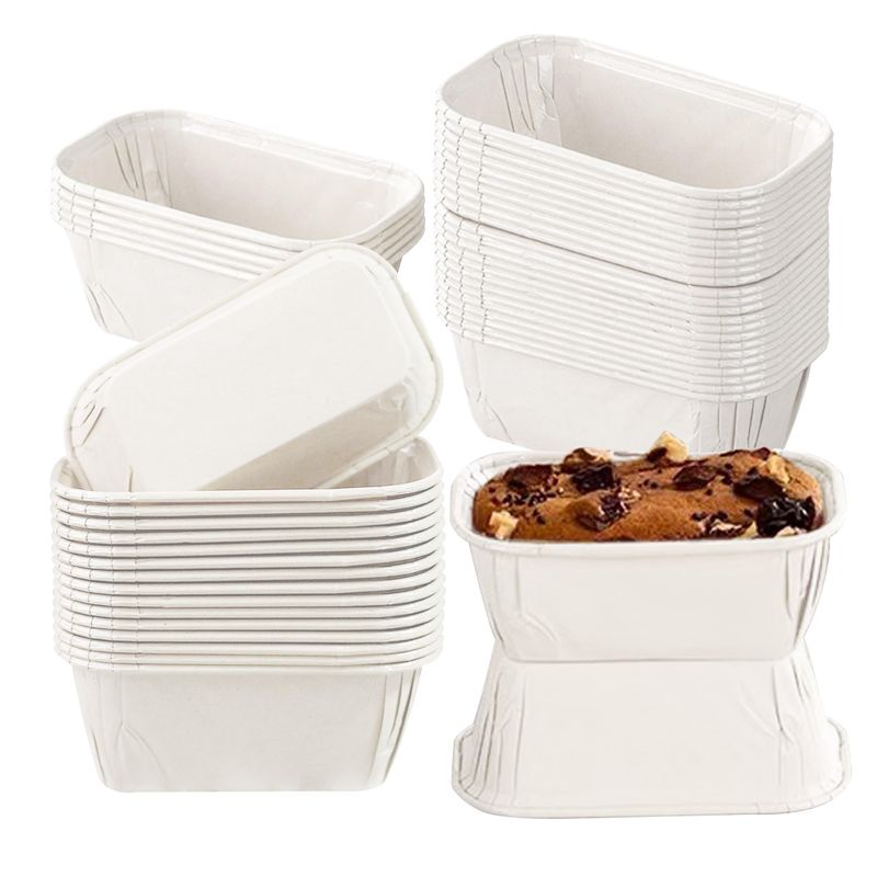 50Pcs Mini Loaf Cake Cases, Rectangular Mini Paper Loaf Tin ...