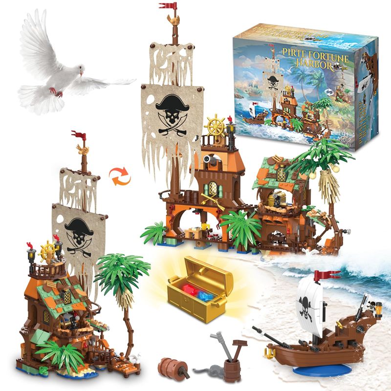 IMCUAMK 2 Styles Pirate Island Building Block Set - 833PCS Transforming ...