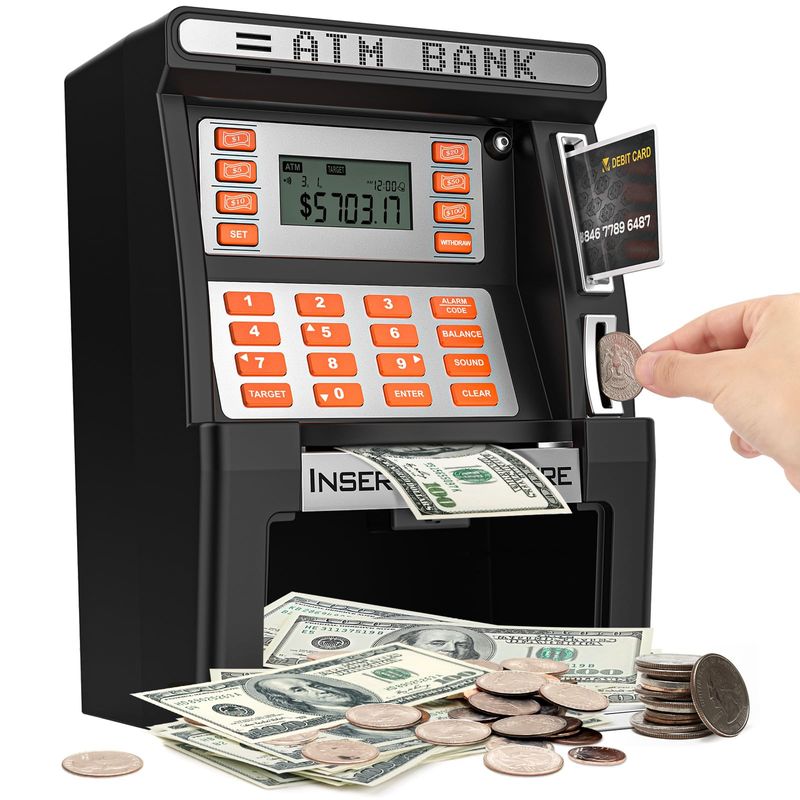 Heuceou ATM Piggy Bank for Kids, Upgraded Power-Off Memory Function for ...