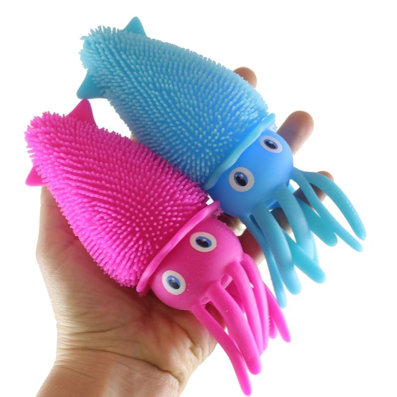 Set of 2 Random Puffer Squid Ball - Light Up Flashing Fidget Indoor ...