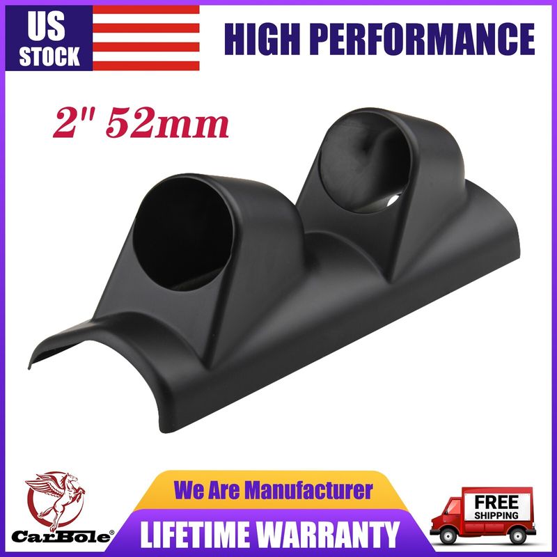 2" 52mm Universal Left Driver Carbon Fiber A Pillar Pod Dual Hole Gauge ...