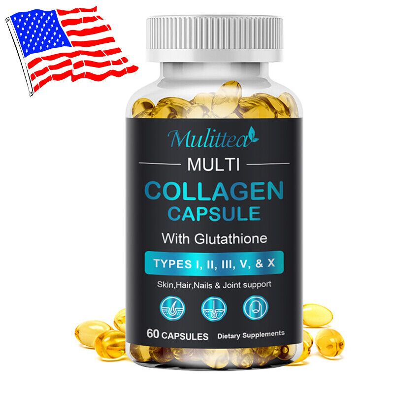 COLLAGEN PEPTIDES with Glutathione Types I, II, III, V, X Anti-Aging ...