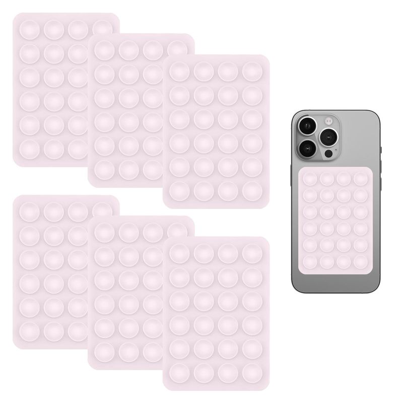 Silicone Phone Holder - 6 Pack Pink Suction Pads, Selfie Accessory for ...