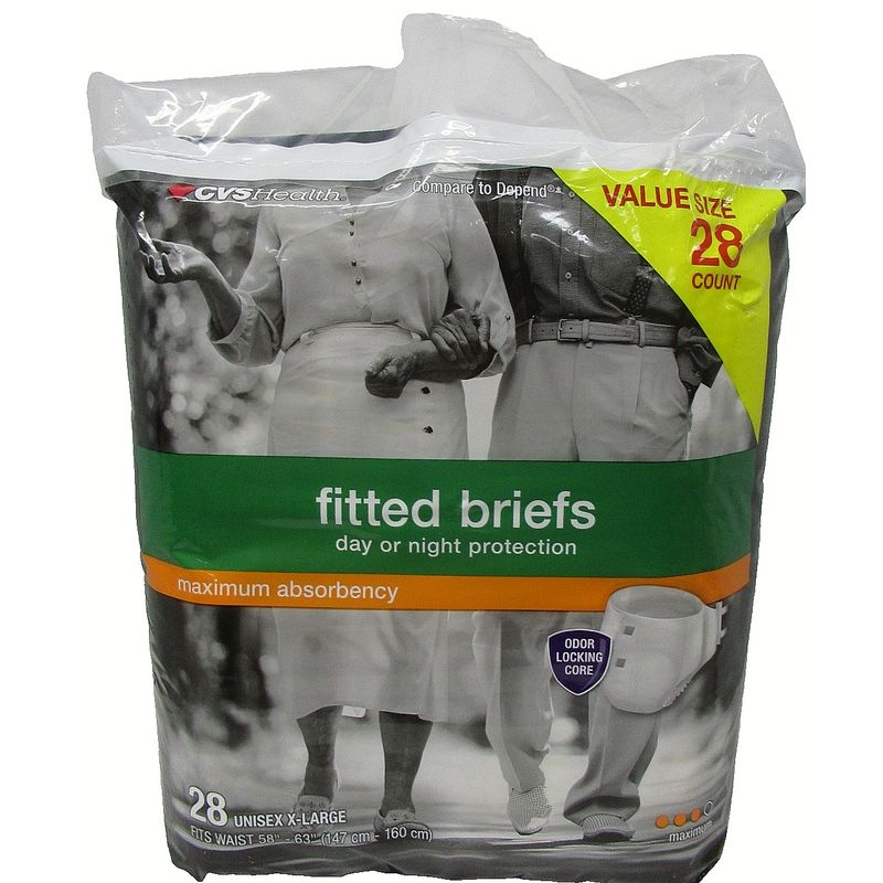 CVS Health Fitted Briefs Maximum Absorbency 32 Unisex XLARGE Fits Waist ...