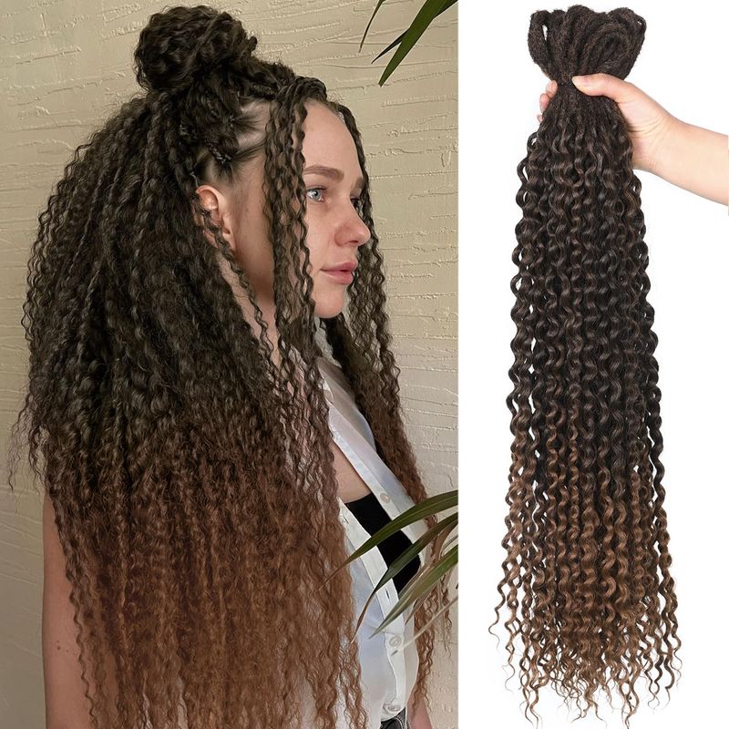 WIGER Ombre Brown Curly Dreads Extension Wavy Double Ended Dreadlock ...