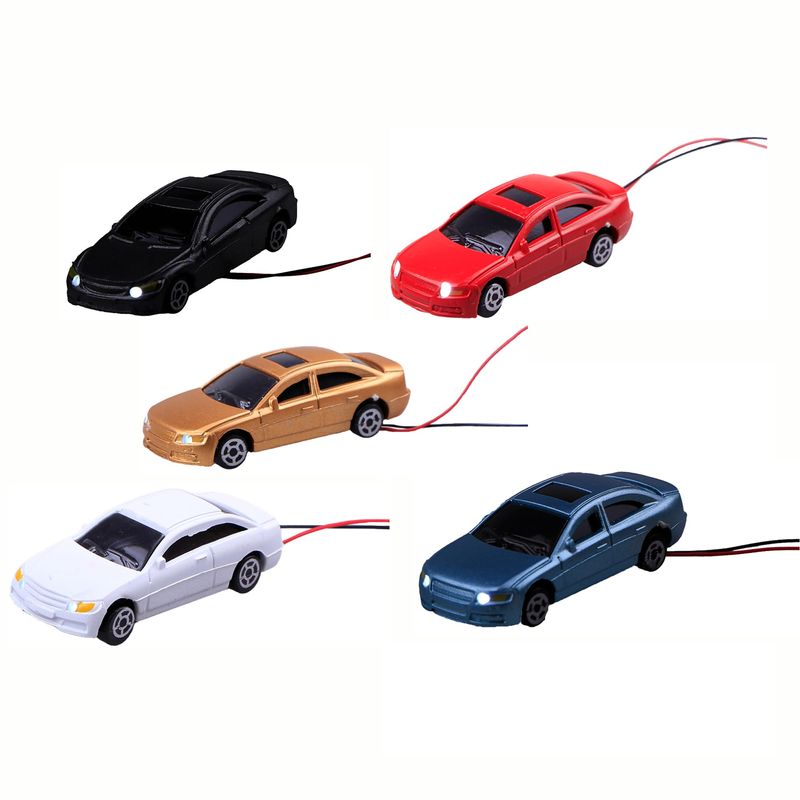 szzijia 5PCS 1:100 HO Scale Model LED Lighted Car with 12V Front and ...