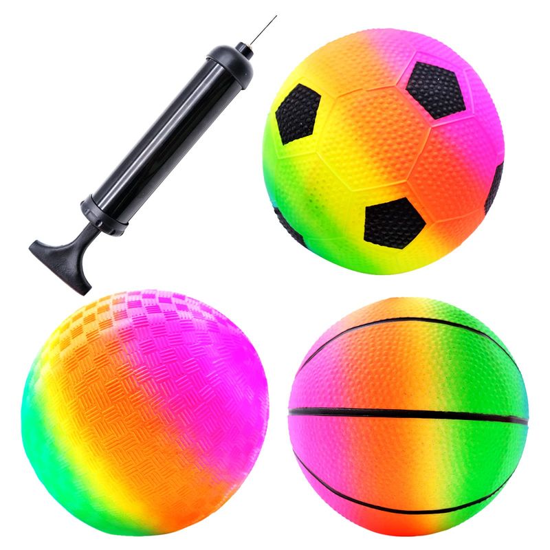Rainbow Balls Inflation Beach Balls PVC Bouncy Kickball Flap Ball with ...