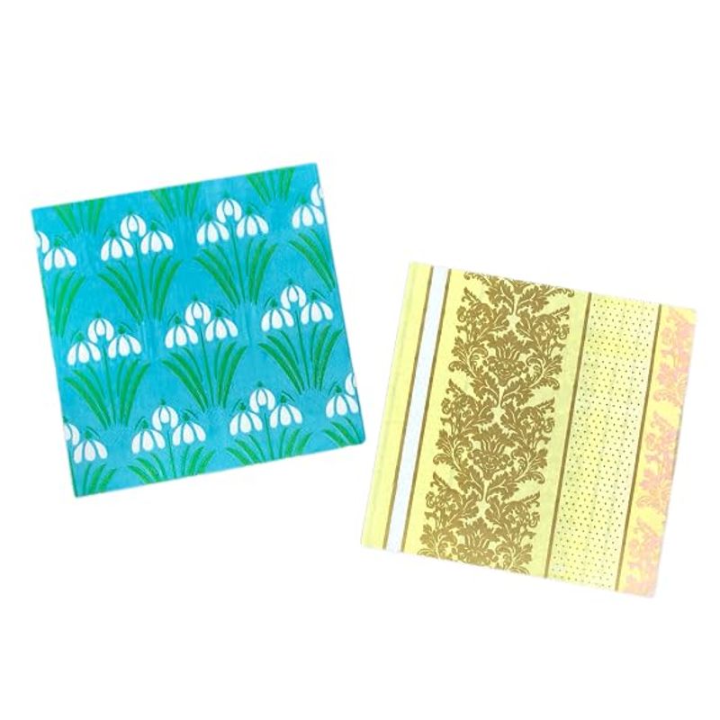 Paper Napkins, Set of 2, 5 Each Paper Napkins, Decoupage, Red, Damask ...