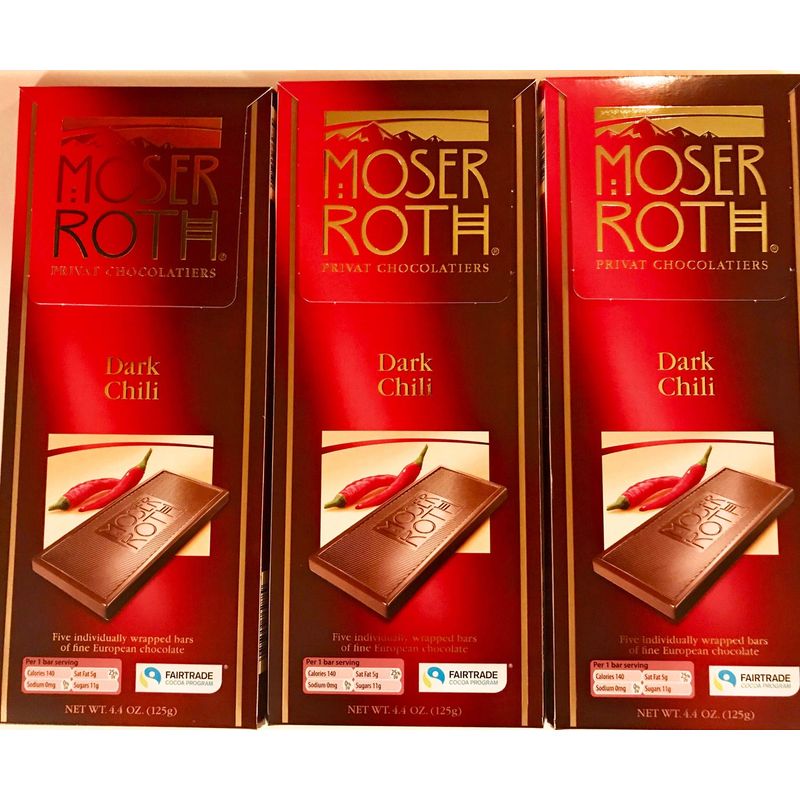 Moser Premium Fine German Chili / Dark Chocolate Bars.(3 Pack) by Moser ...
