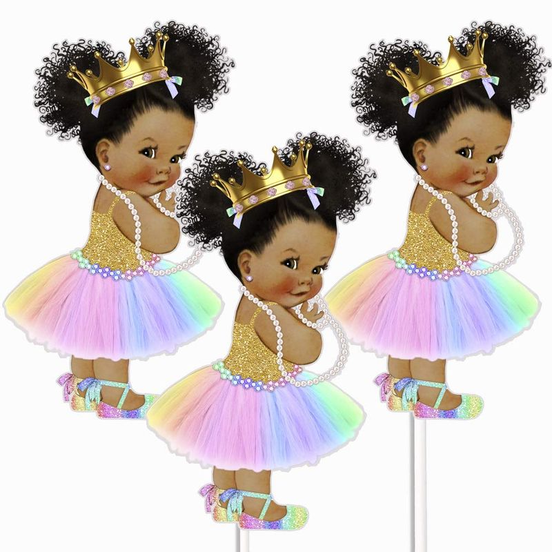 Rainbow Princess African American Centerpieces Table Decoration, Diaper ...