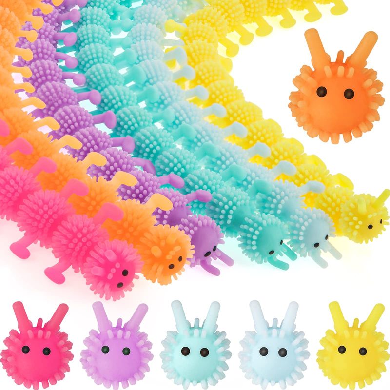 Silipull 24 Pcs Fidget Worm Stretchy Strings Toy 9.8 Inch Worms Fidget ...
