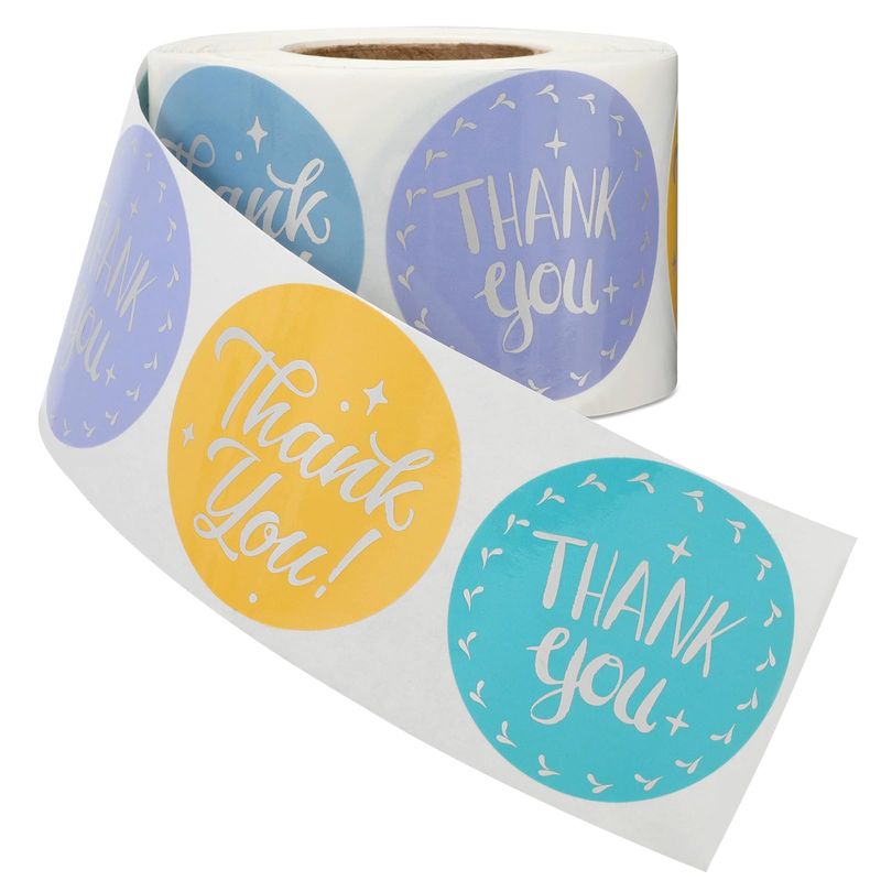 Thank You Stickers 2 inch Round, 500pcs Waterproof Sliver Foil Thank ...
