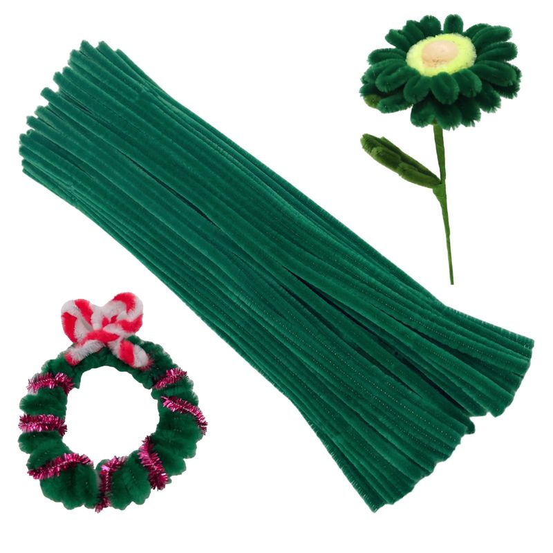 Apedoixy 100 Pieces Dark Green Craft Pipe Cleaners,6mm x 12inch Thick ...