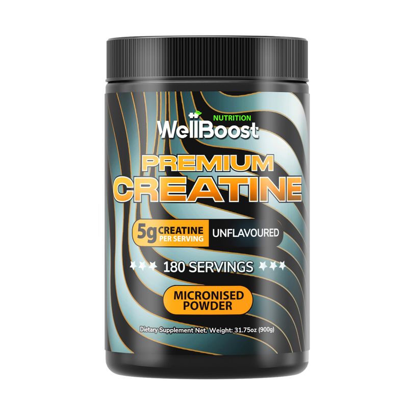WellBoost Nutrition Micronised Creatine Powder, 450g 100% Pure Creatine Monohydrate Powder for ...